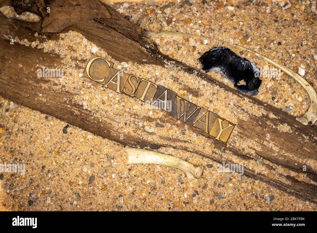 Photo of real authentic typeset letters forming Castaway text on ...