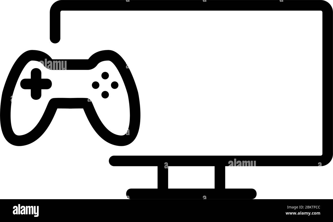 game console on tv icon vector outline illustration Stock Vector Image ...