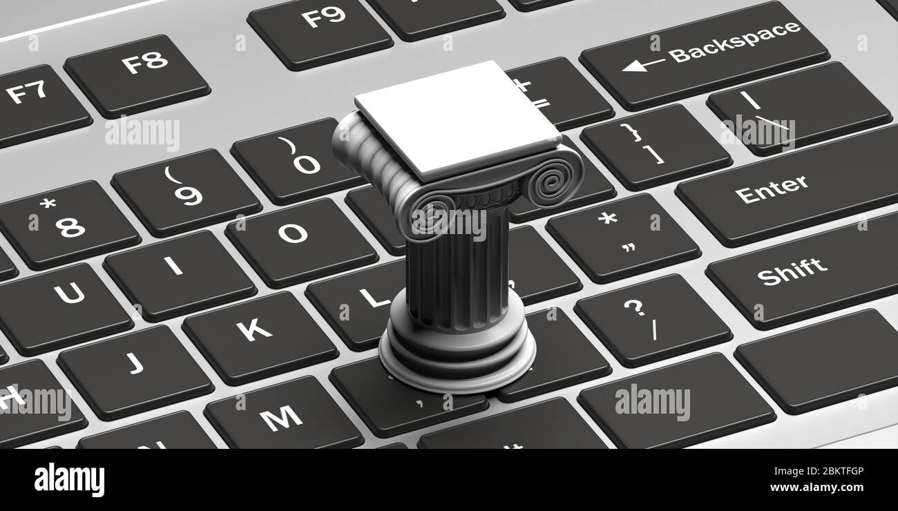 Marble pillar column classic greek on a computer laptop background ...