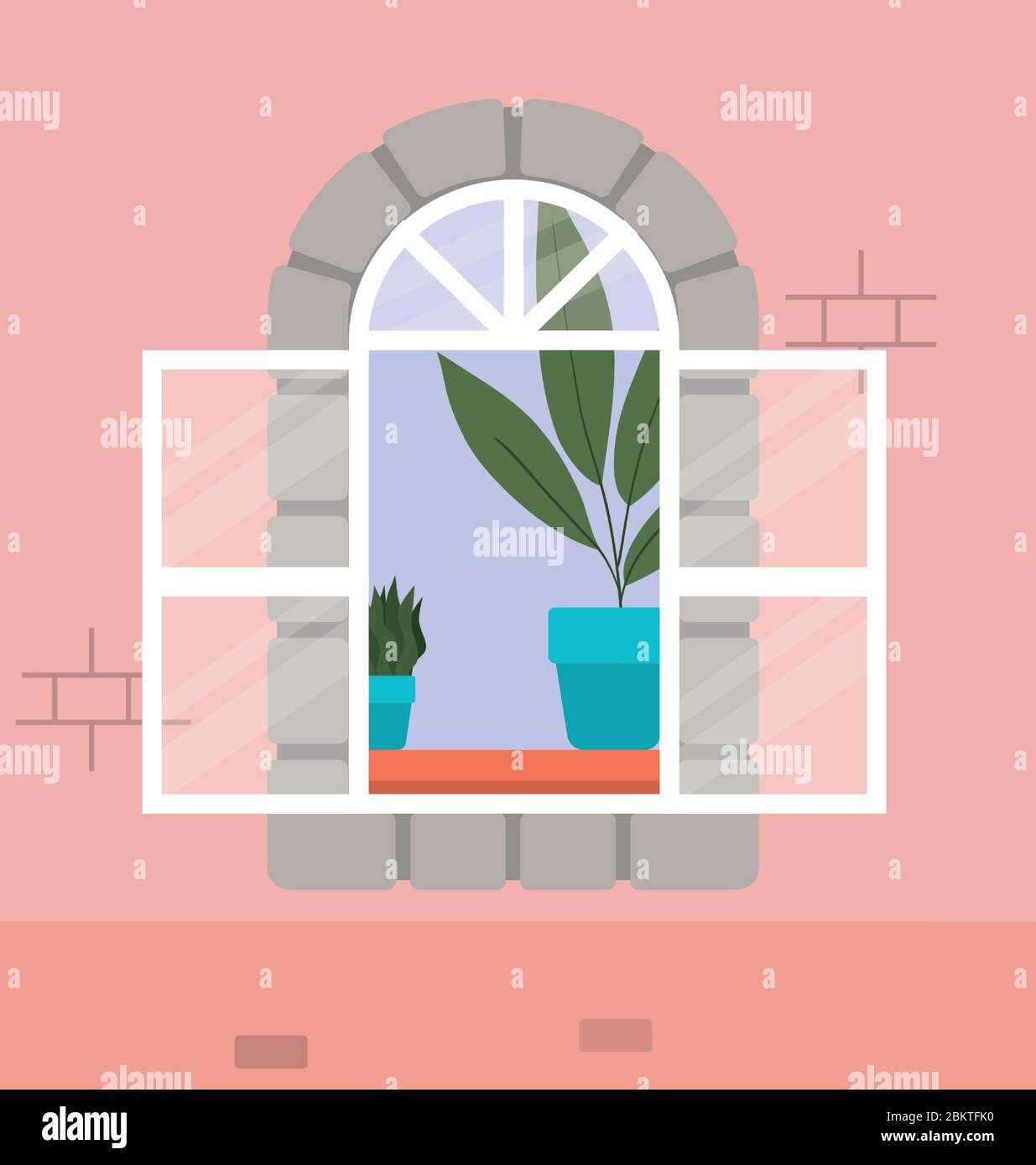 window from outside with view into the pink house vector design Stock ...