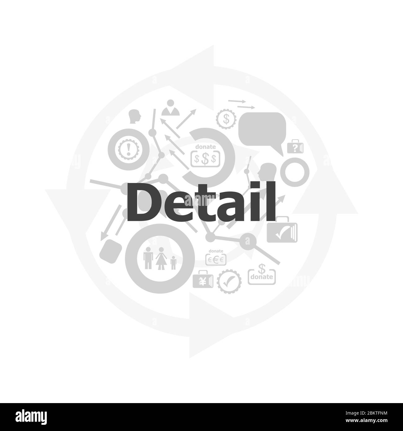 The word detail on digital screen, business concept . Icon and button ...