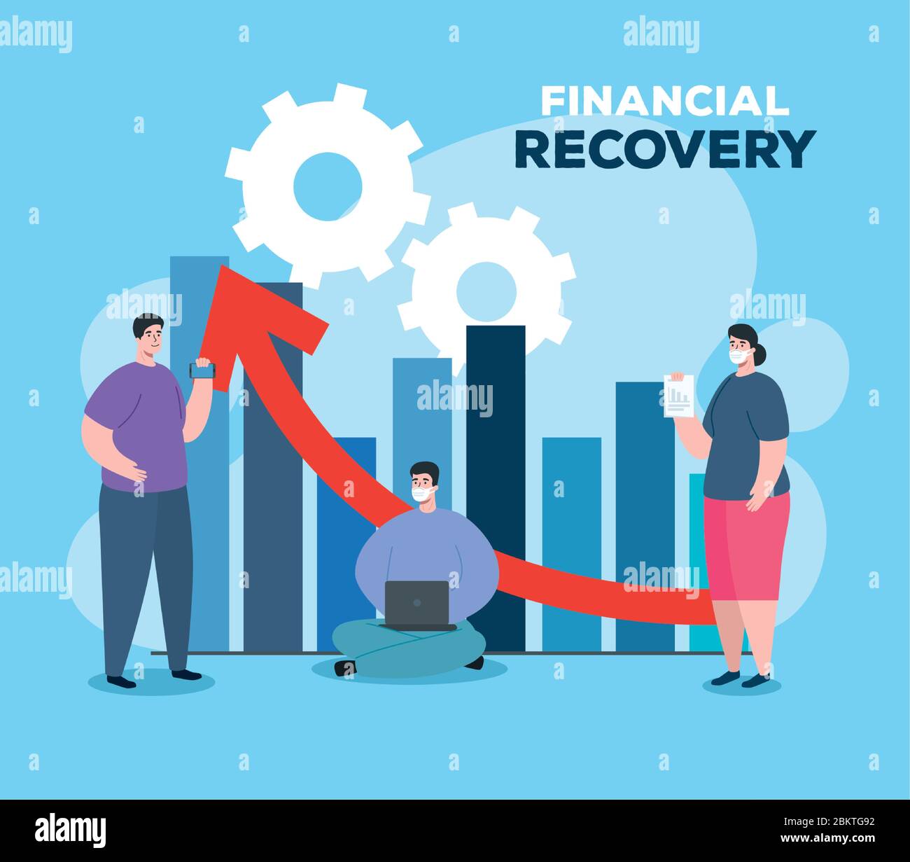 people with infographic of financial recovery Stock Vector Image & Art ...