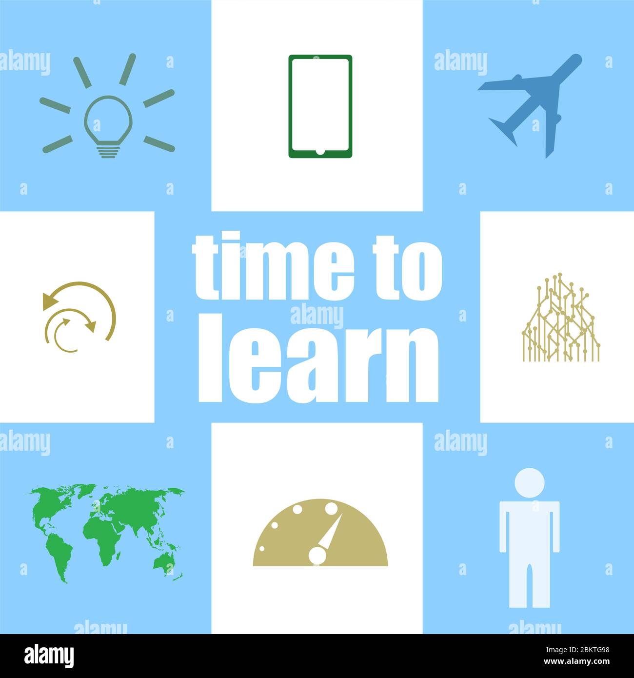 Text Time to learn. Education concept . Infographic Elements. Icon set ...