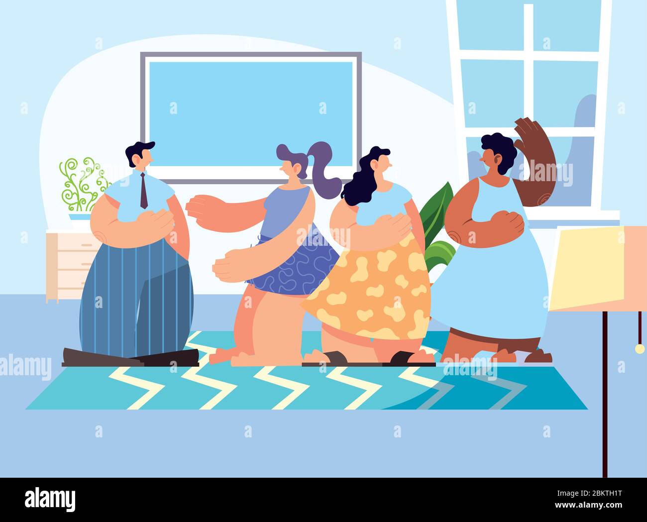 people gathered together sharing at home vector illustration design ...