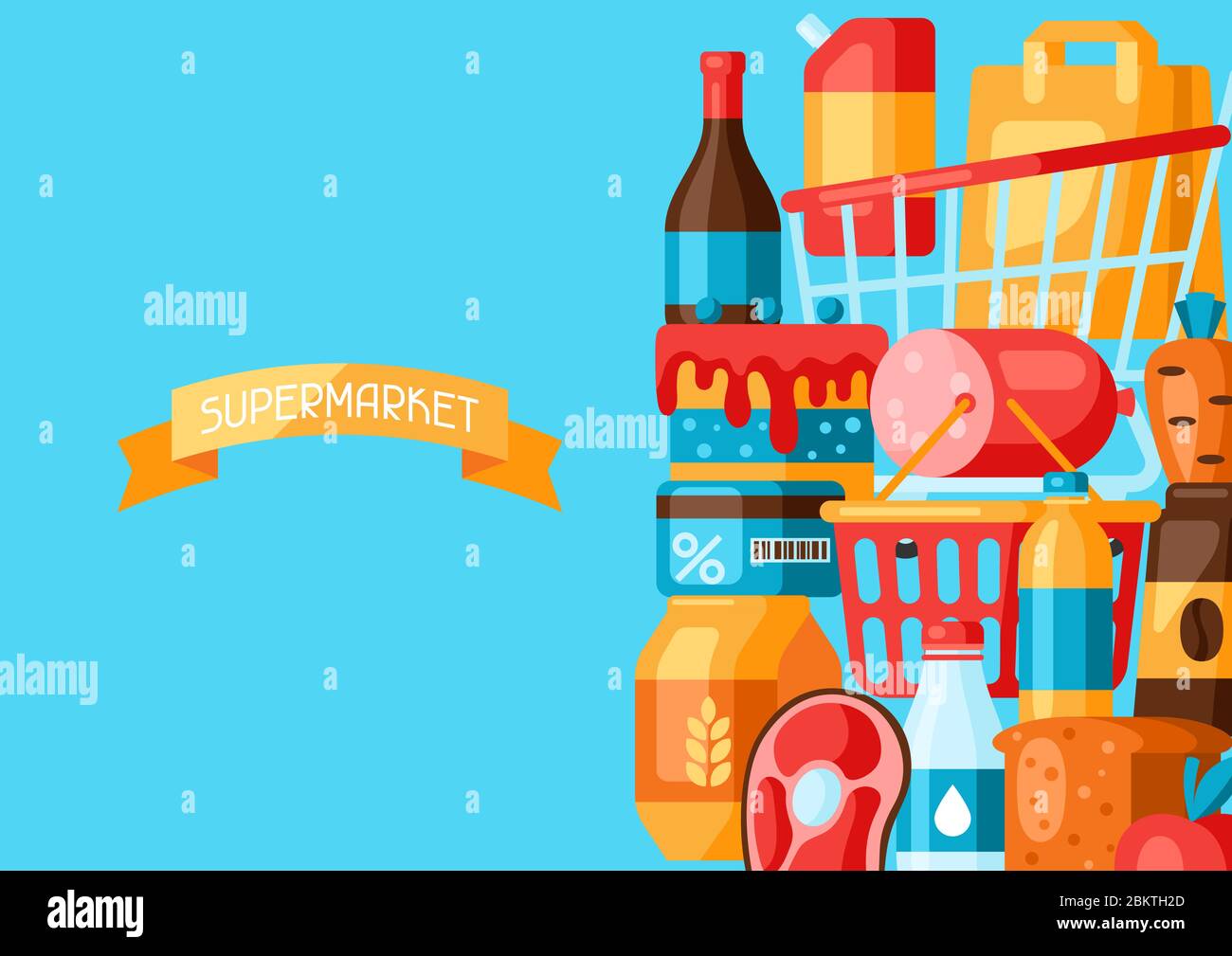 Supermarket background with food icons Stock Vector Image & Art - Alamy