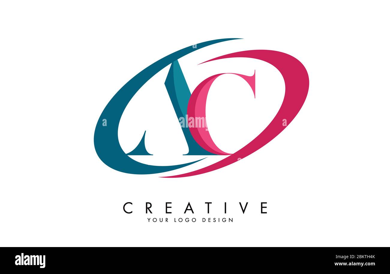 Green and Pink AC A C letters logo with Swooshes Design. Alphabet ...