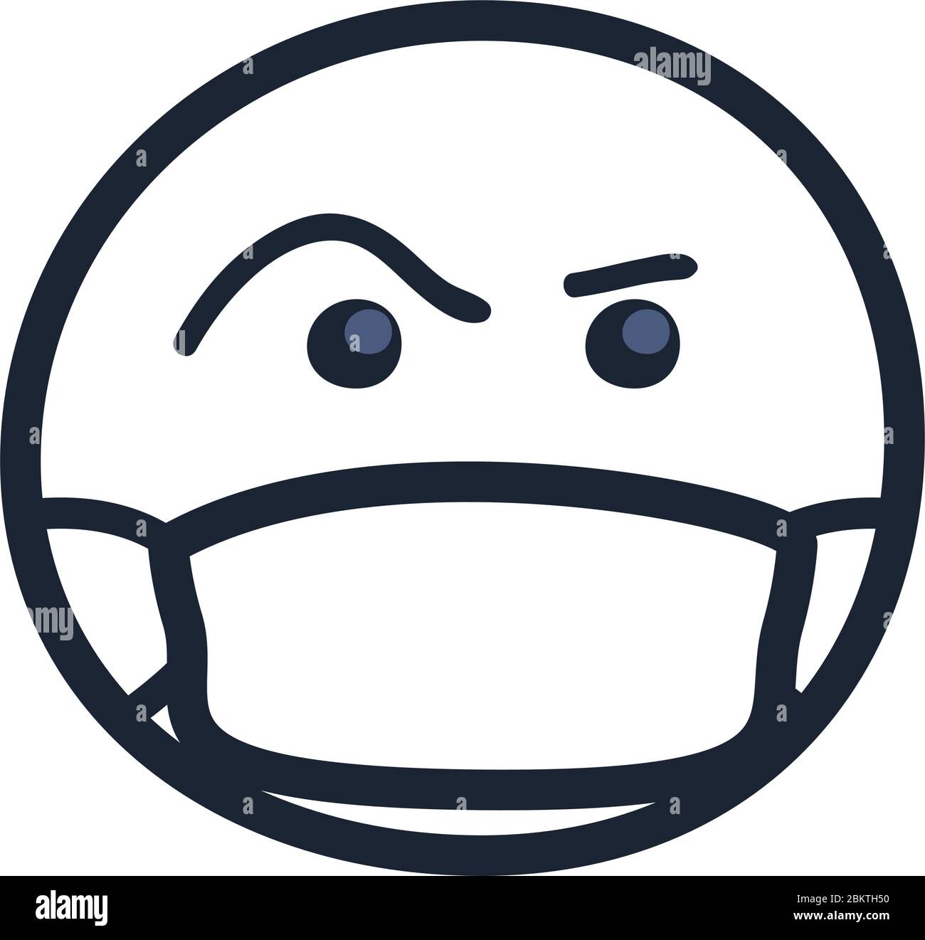 Emoji with mask line style icon design, Cartoon expression emoticon and ...