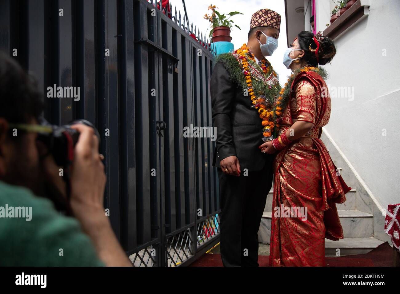 Kathmandu, Nepal. 05th May, 2020. Bride Soni Shrestha and groom Ravi ...