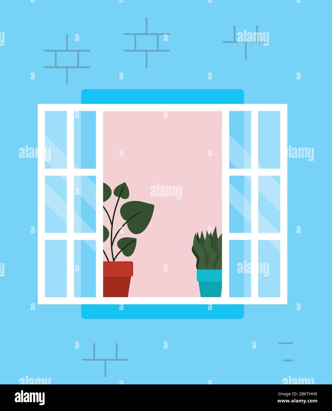 window from outside with view into the blue house vector design Stock ...