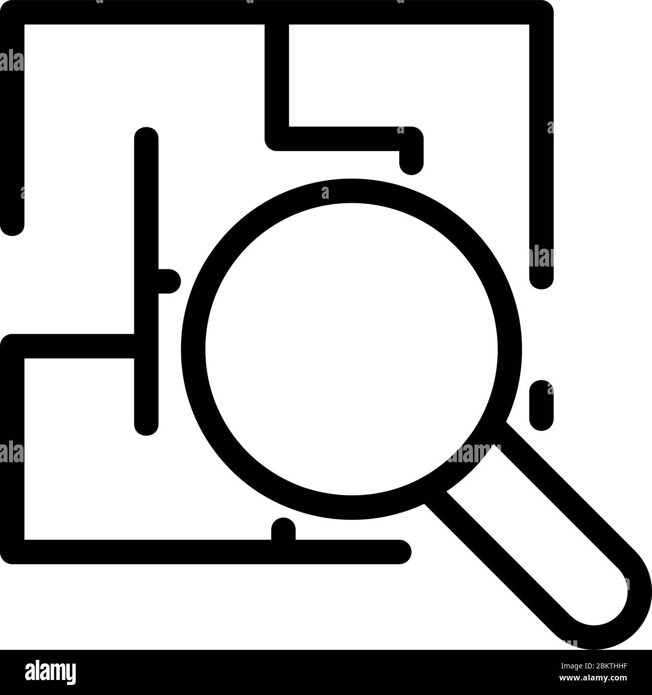 search for solutions in maze icon vector outline illustration Stock ...