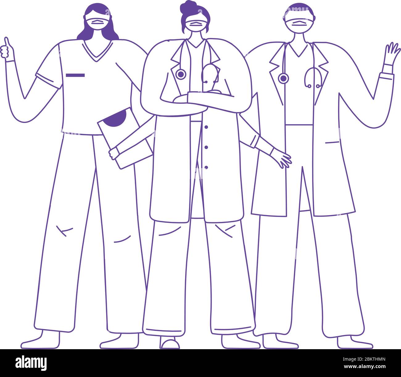thanks doctors nurses, physicians community medical staff vector ...