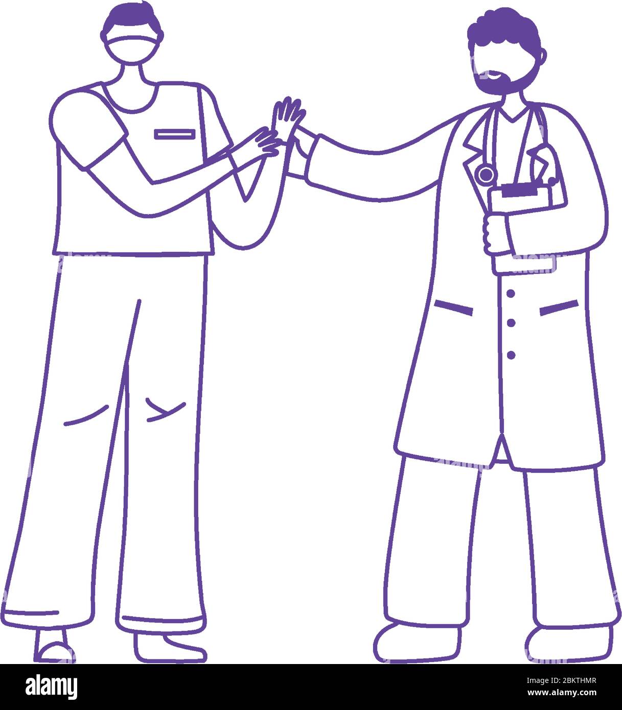 thanks doctors nurses, physician and nurse with mask and medical gloves ...