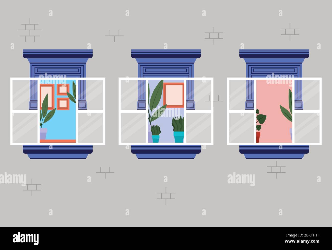 windows from outside with view into the gray house vector design Stock ...