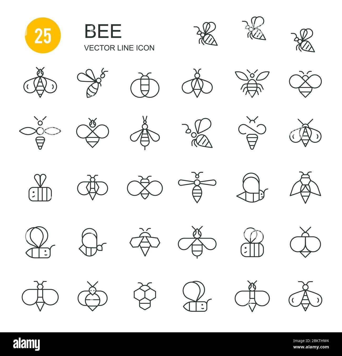 Bee and honey vector line icons set Stock Vector Image & Art - Alamy