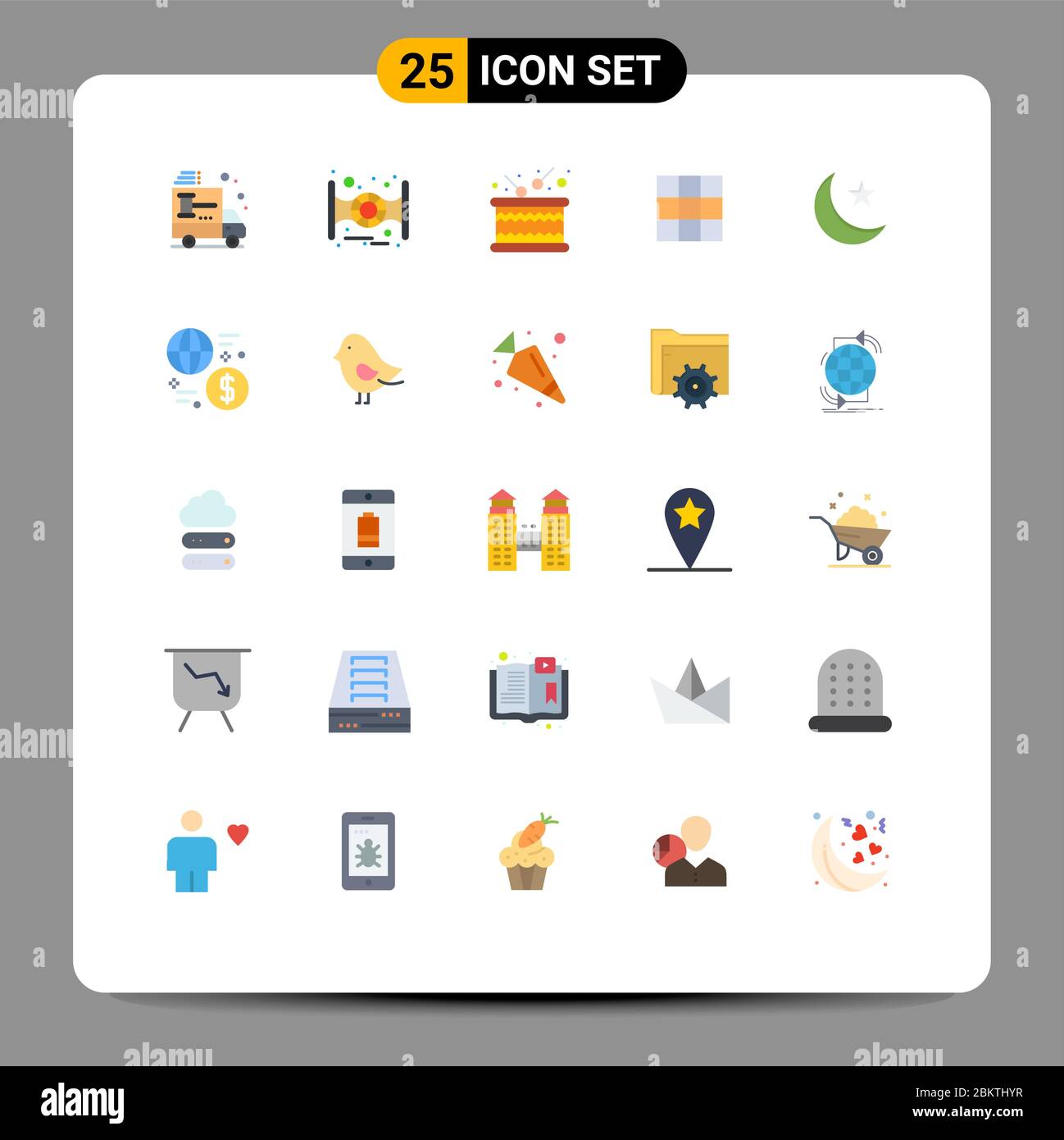Stock Vector Icon Pack of 25 Line Signs and Symbols for star, moon ...