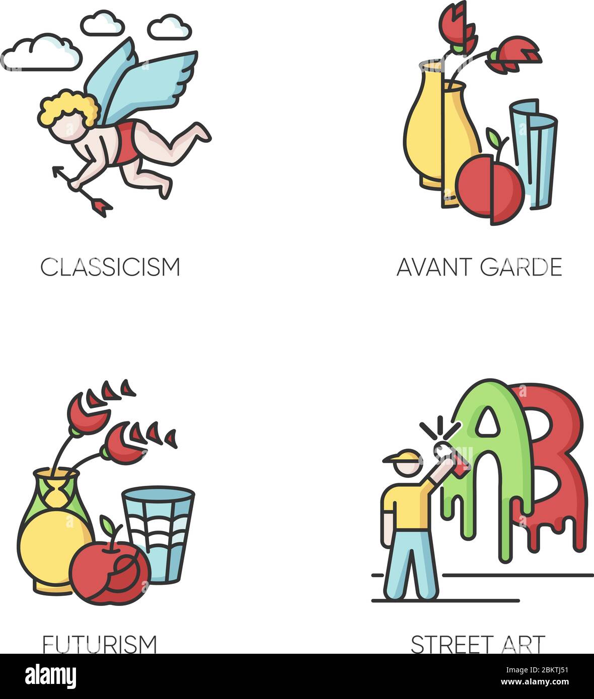 Art movements RGB color icons set Stock Vector Image & Art - Alamy