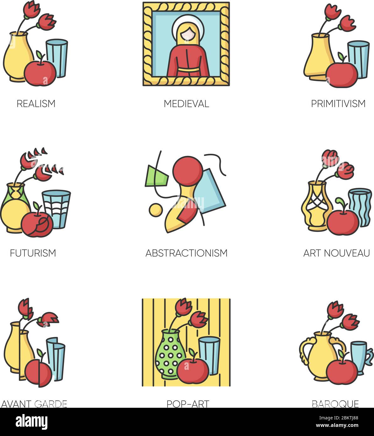 Cultural movements RGB color icons set Stock Vector Image & Art - Alamy