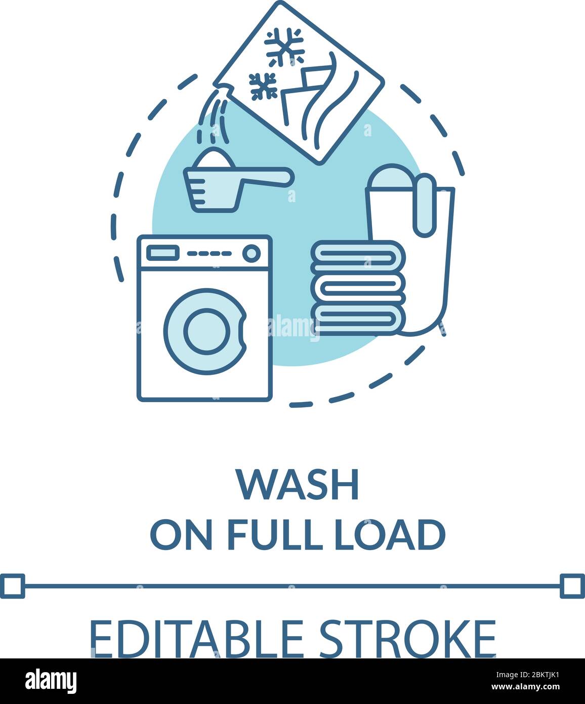Wash laundry on full load turquoise concept icon Stock Vector Image ...