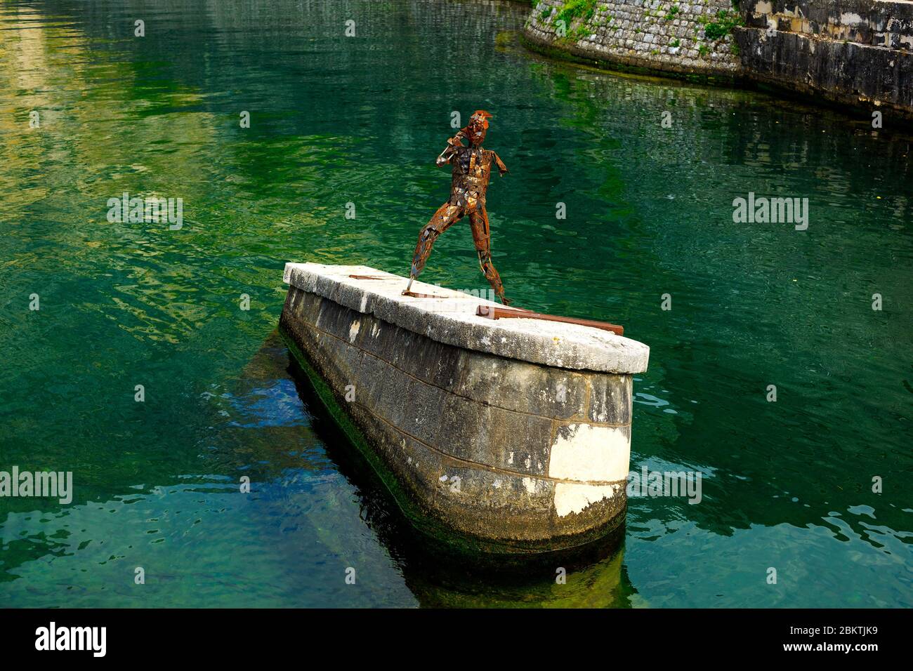 Statue in the water in Kotor, Montenegro, on 1 September 2019 Stock ...