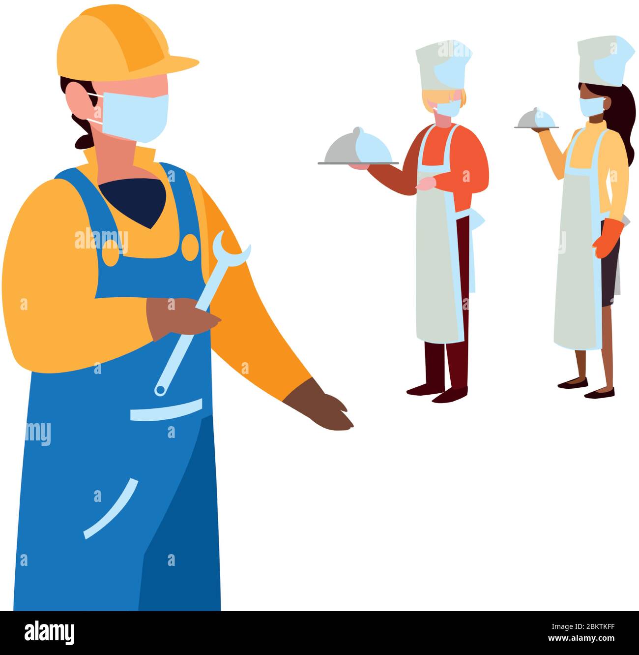 professional people wearing face mask vector illustration design Stock ...