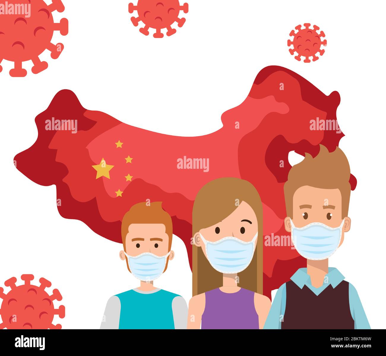 people using face masks for covid19 and china map Stock Vector Image ...