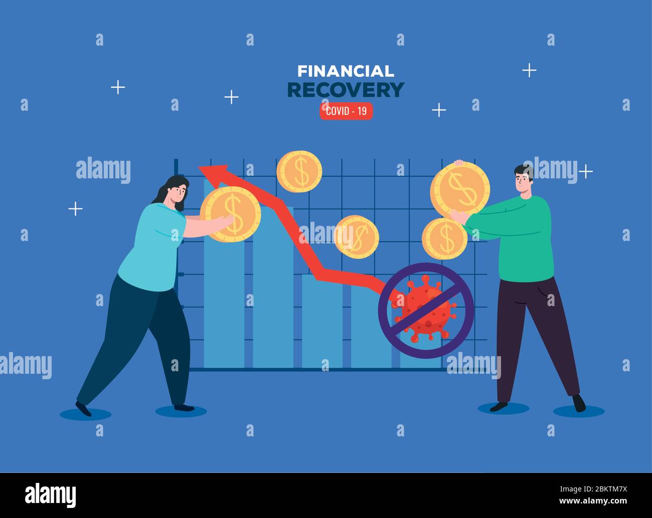couple with infographic of financial recovery Stock Vector Image & Art ...