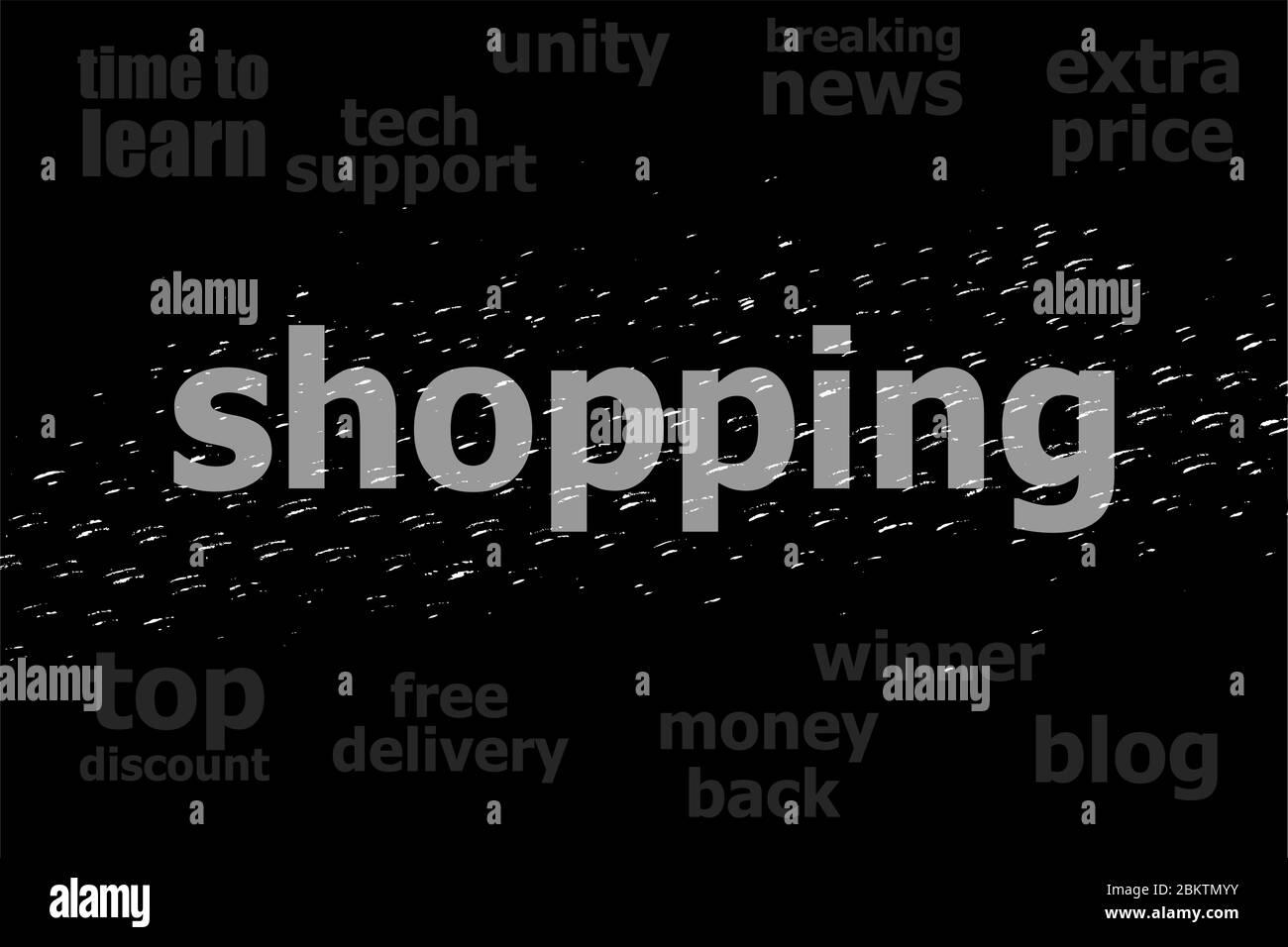 Text Shopping. Business concept . Black and white abstract background ...