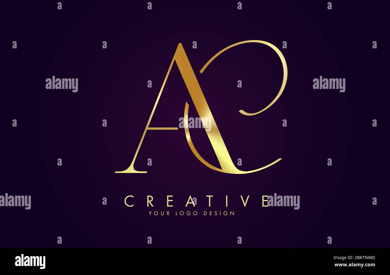Golden Luxury AC A C Letters Logo Design with two different fonts and ...
