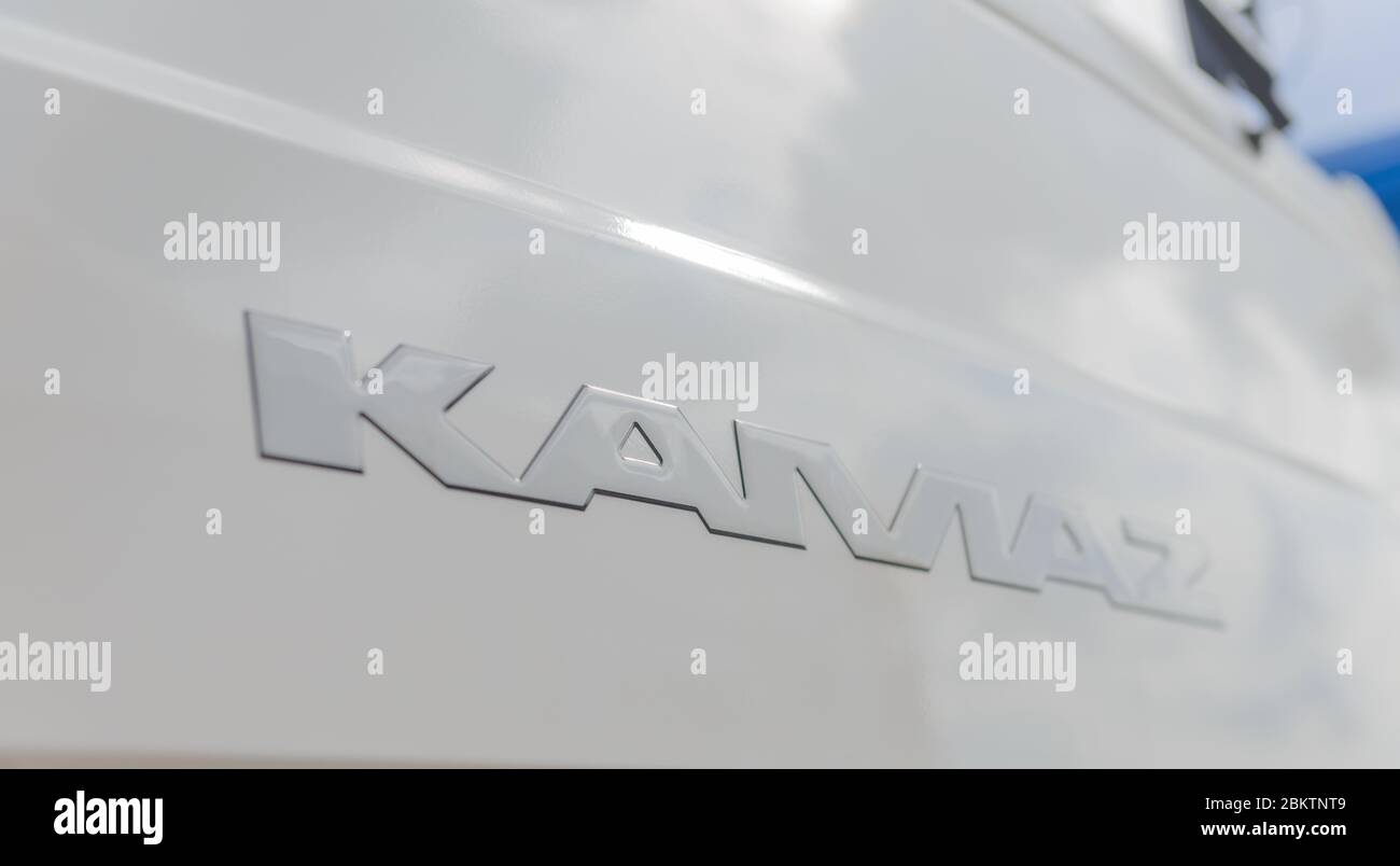 KAMAZ. Sign of a KAMAZ truck. Cab KAMAZ - Russian manufacturer of ...