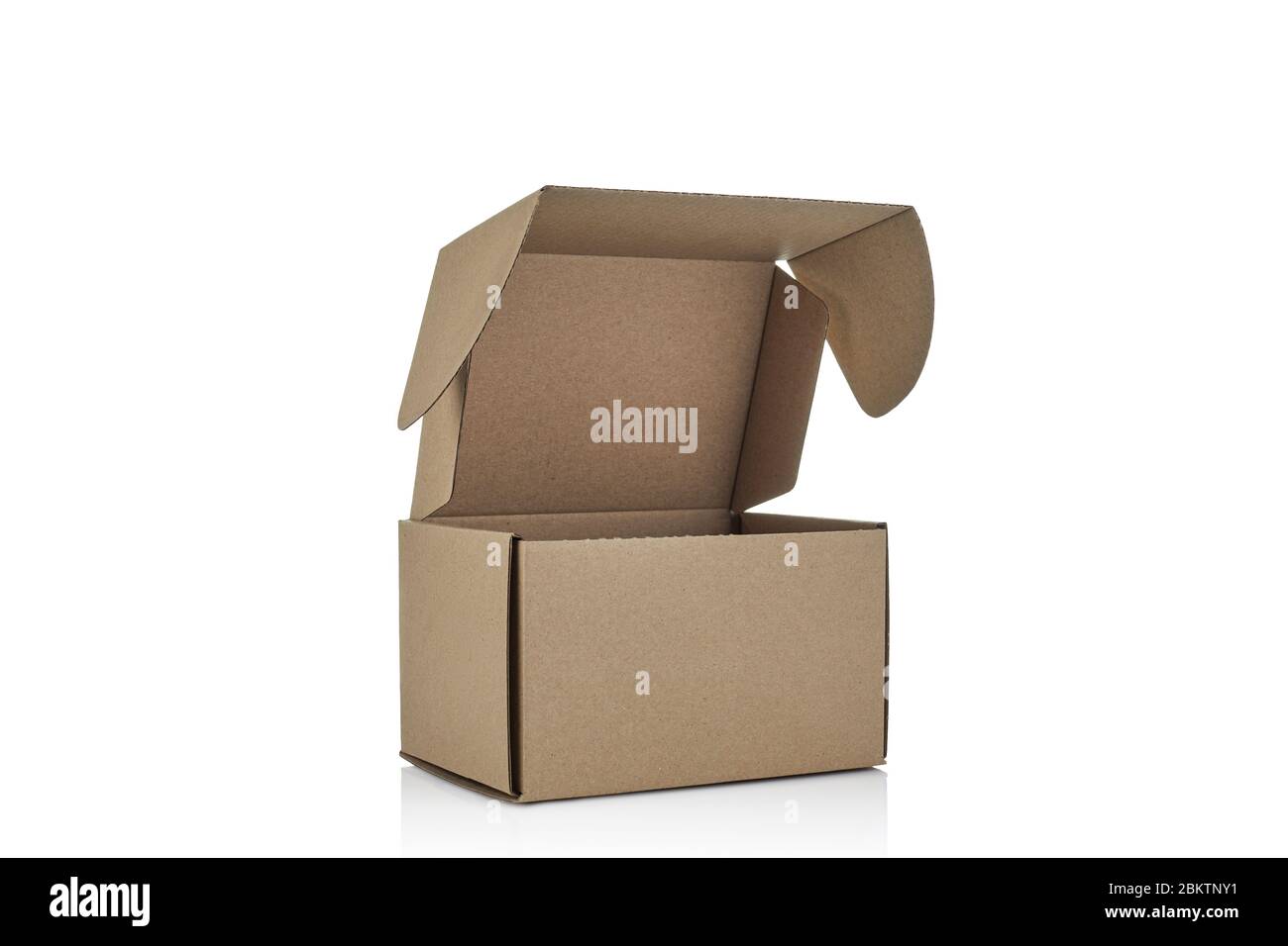 Opened cardboard box isolated on white background Stock Photo - Alamy