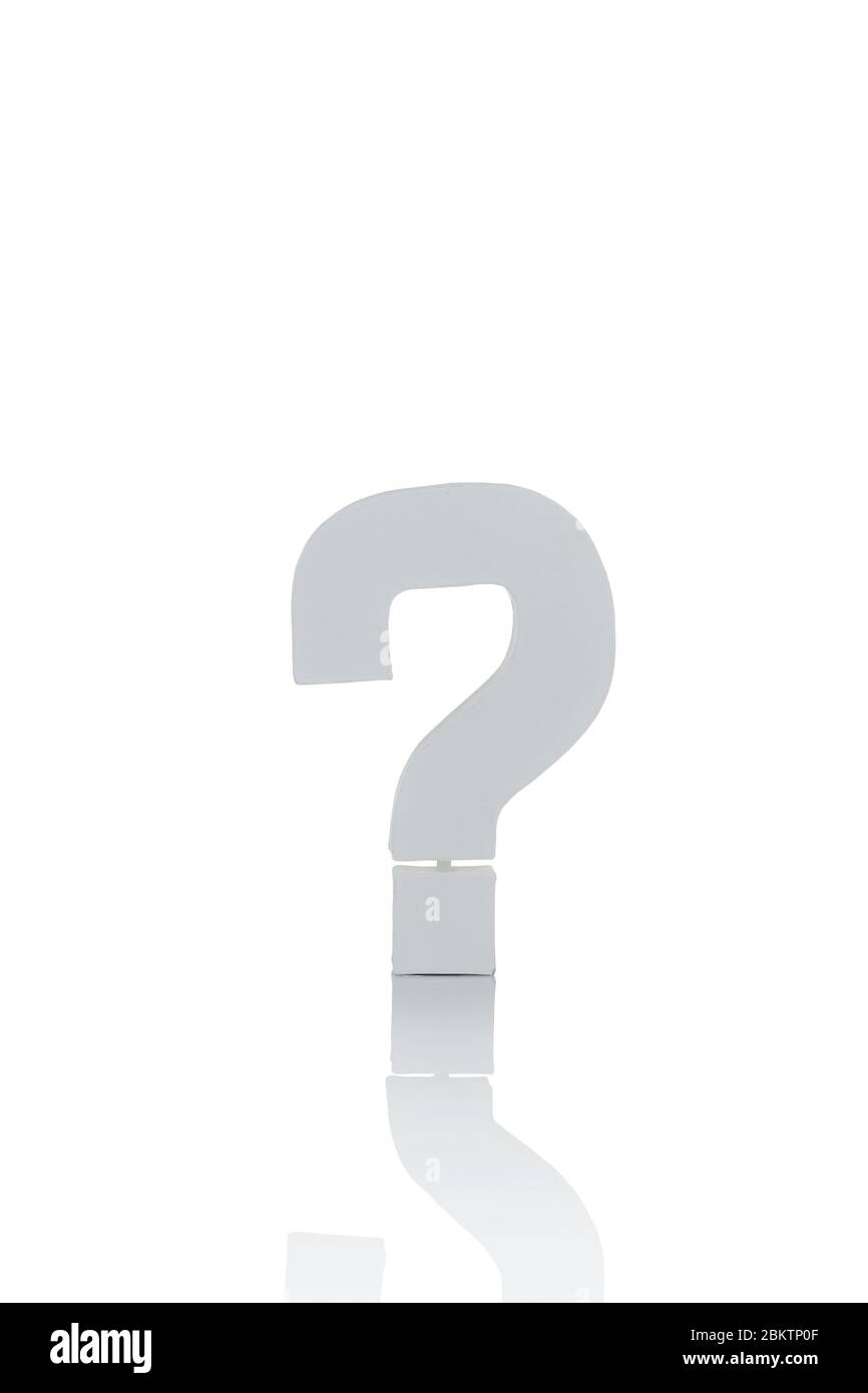 white question mark isolated on white background Stock Photo - Alamy
