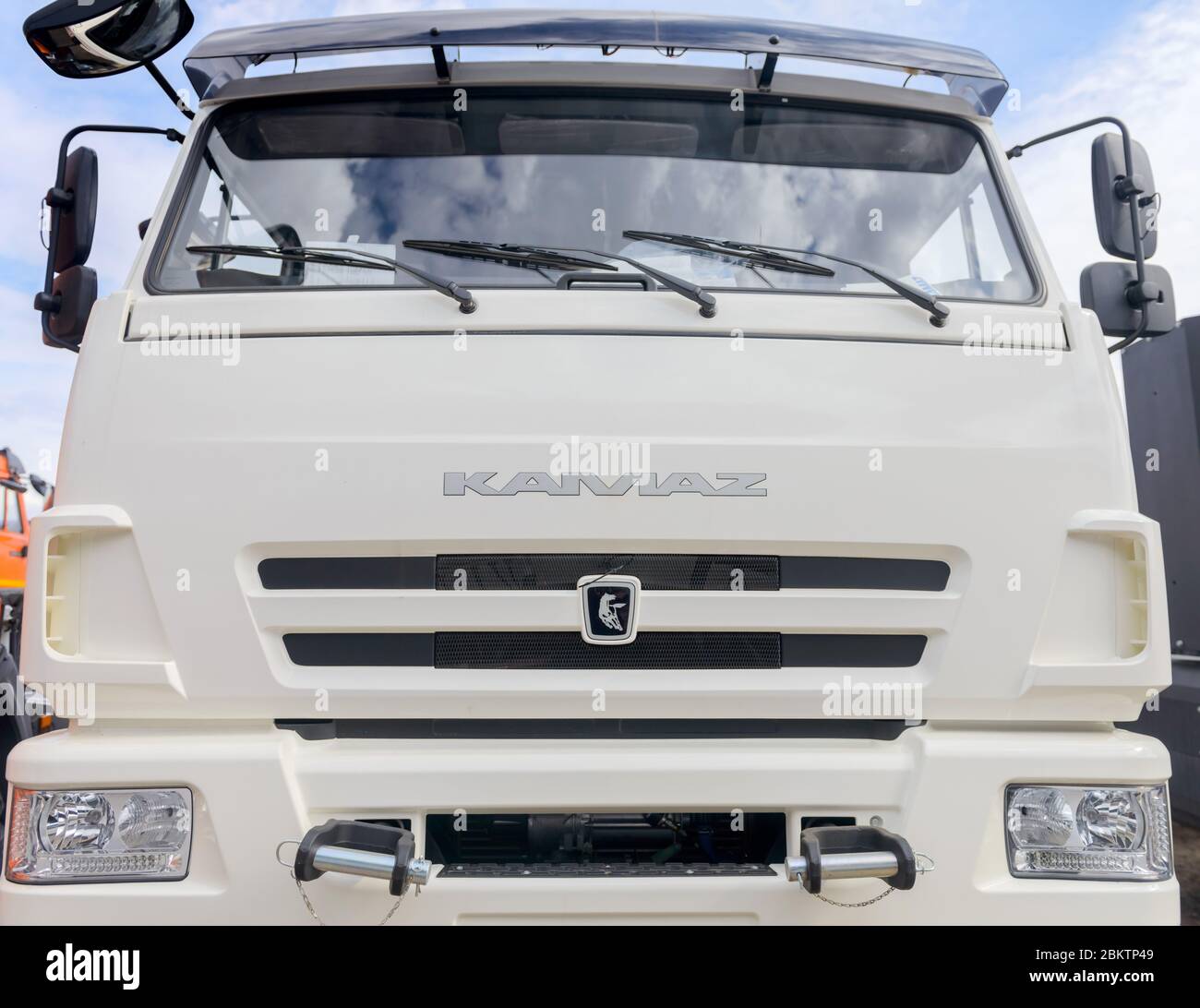 KAMAZ. Sign of a KAMAZ truck. Cab KAMAZ - Russian manufacturer of ...