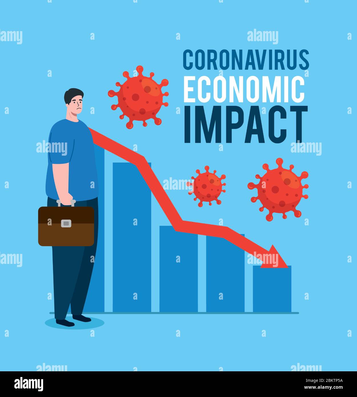 man with infographic of economic impact by covid 2019 Stock Vector ...