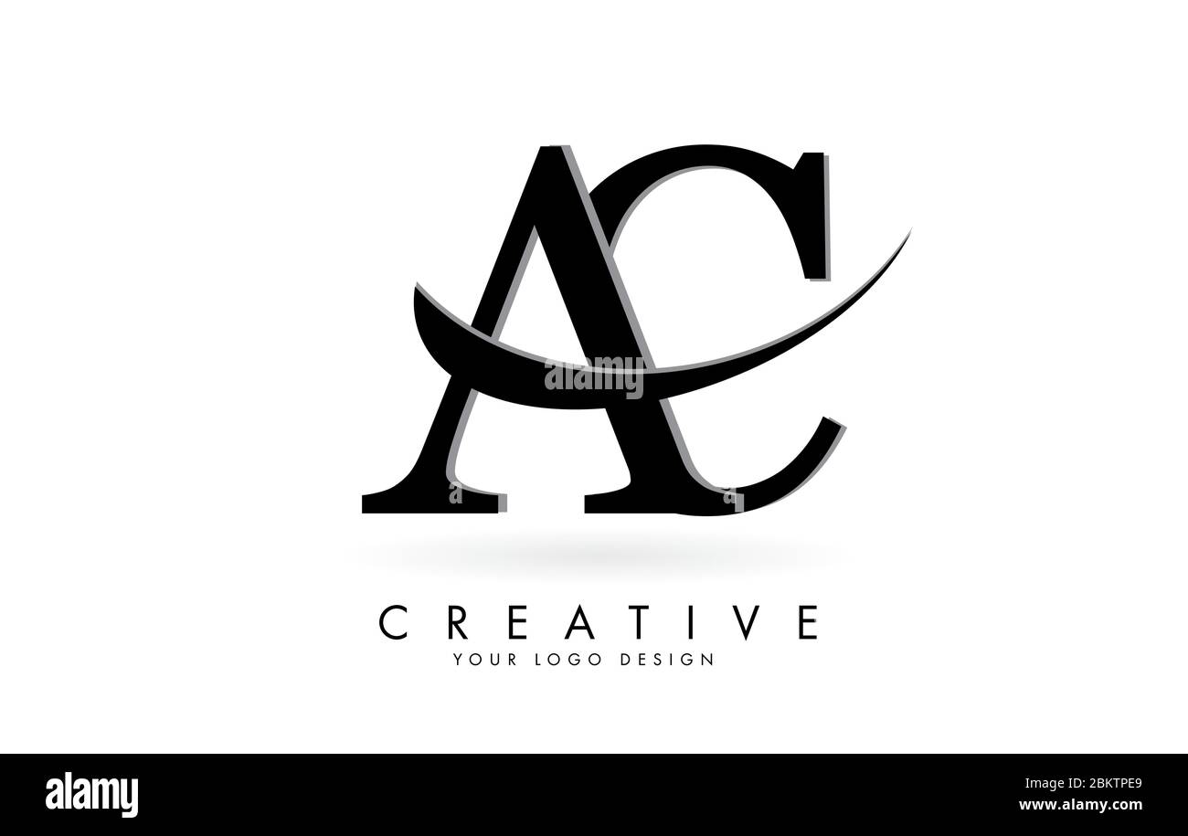 AC A C letters logo with black swoosh. Vector Illustration with letters A and C Stock Vector ...