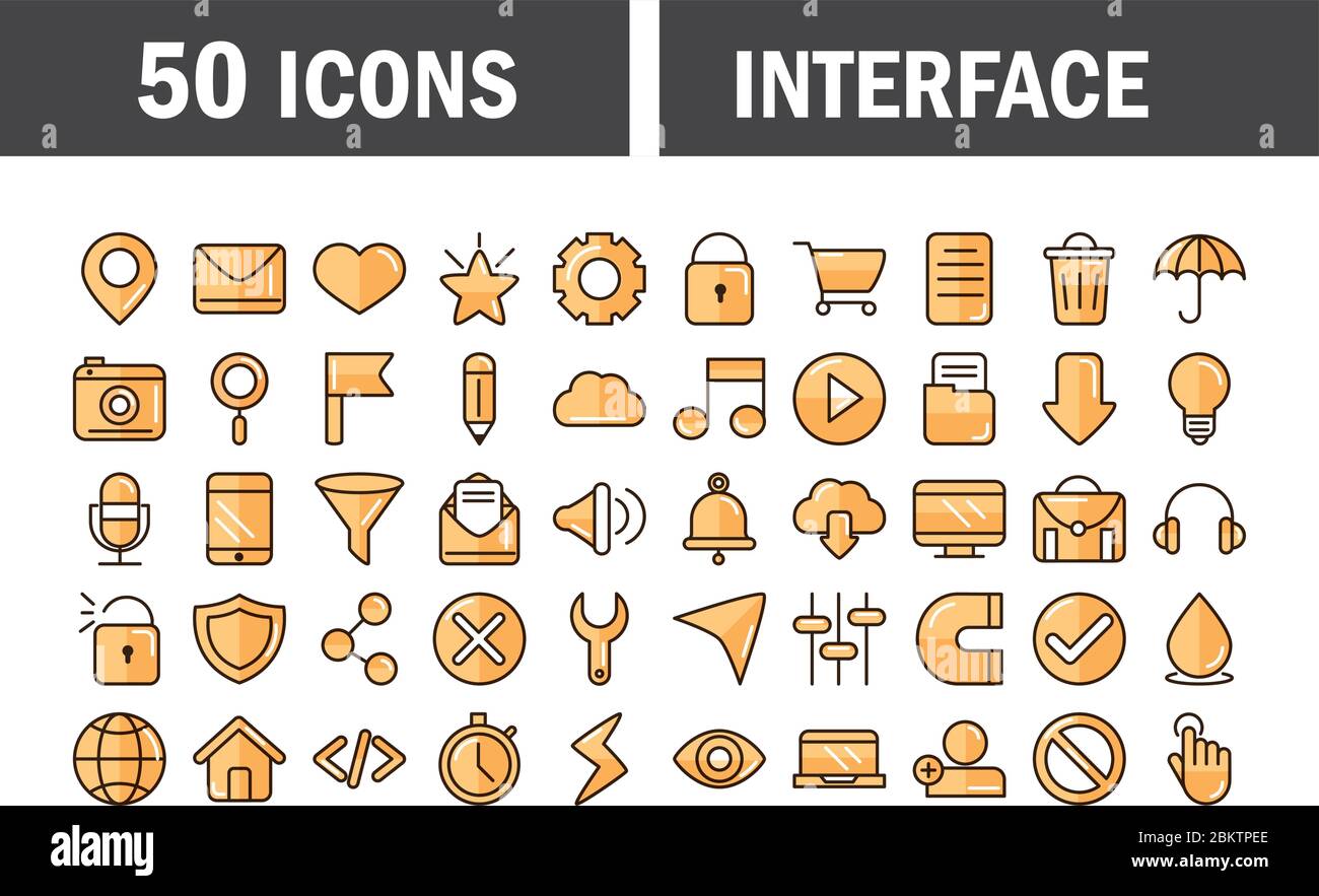 interface internet web technology digital icons set vector illustration ...