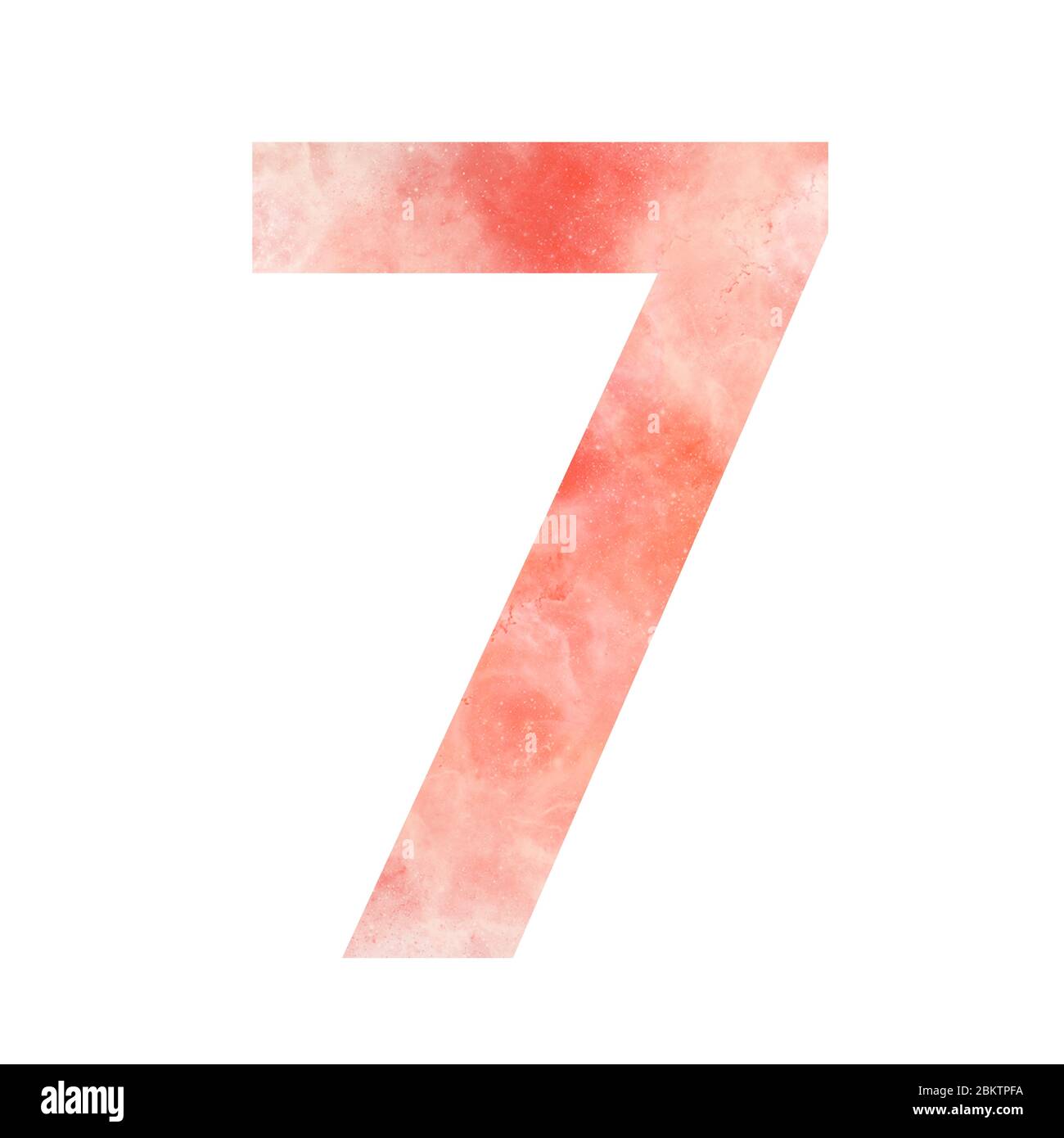 Orange space alphabet numbers. Number 7 seven. Digital art. Isolated on ...