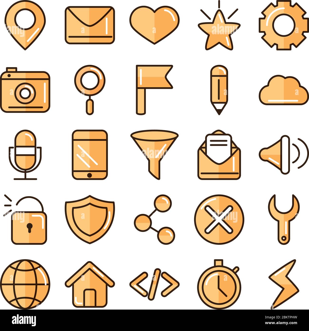 interface internet web technology digital icons set vector illustration ...