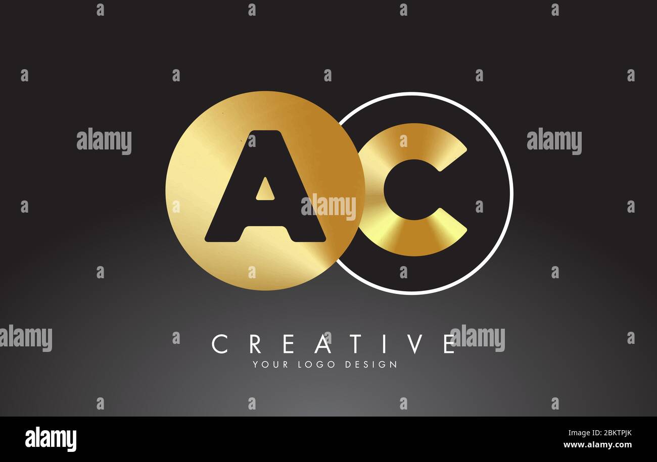 Golden Letters AC A C Logo with a minimalist design. Simple AC Icon ...