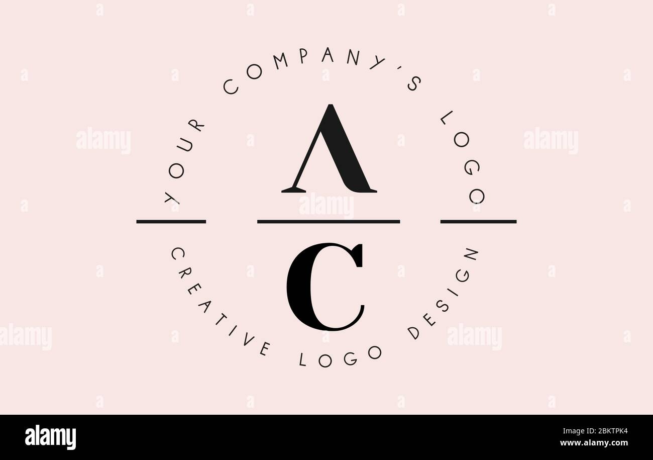 Letters AC A C Logo set as a stamp or personal signature. Simple AB ...
