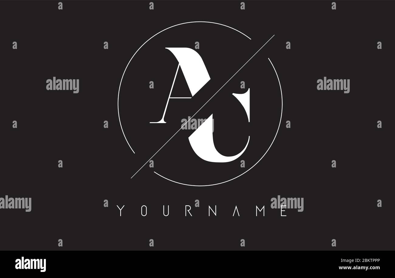 AC A C Cutted and Intersected Letters Logo with Round Frame Design ...