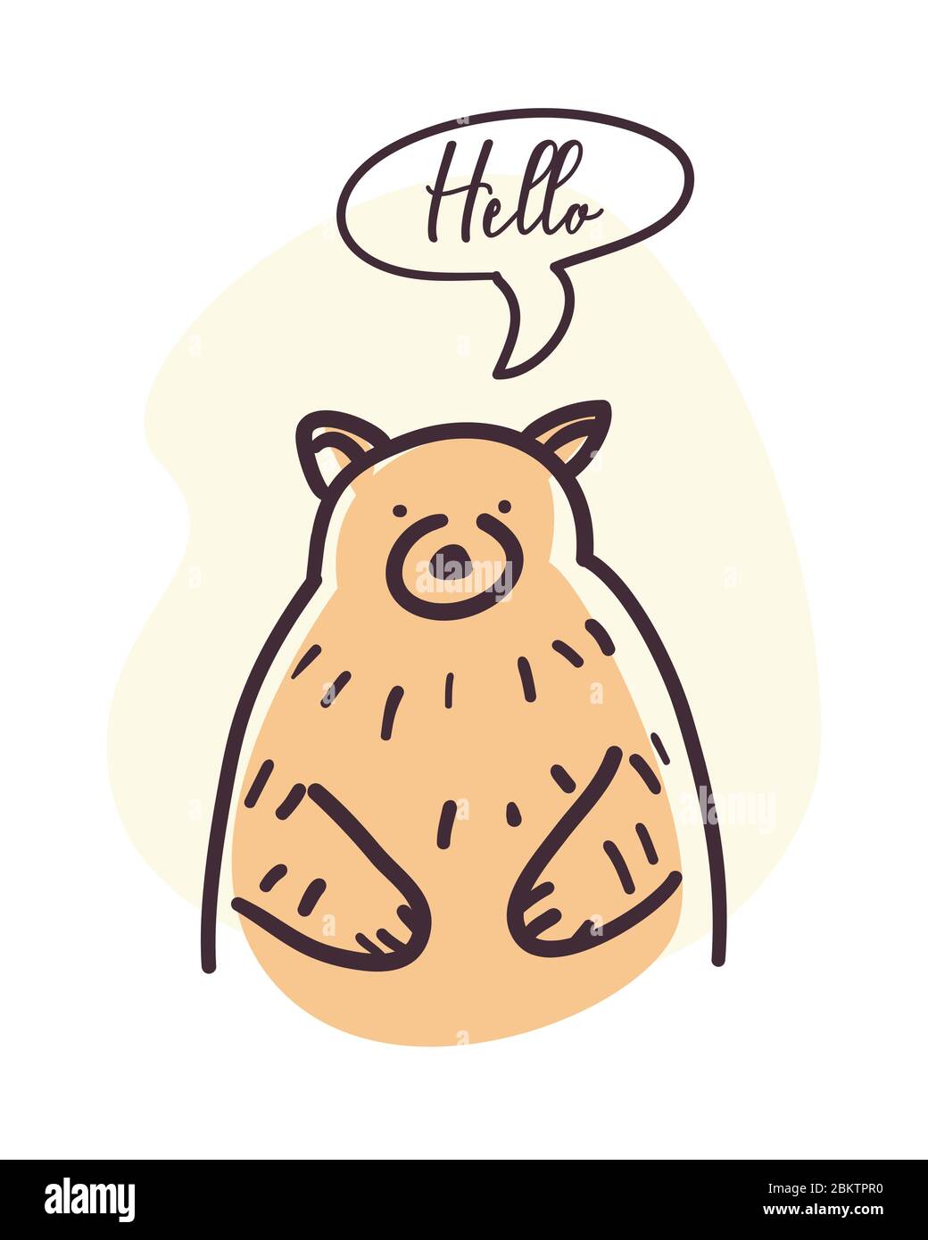 bear cartoon with hello bubble design, Animal zoo and life theme Vector ...