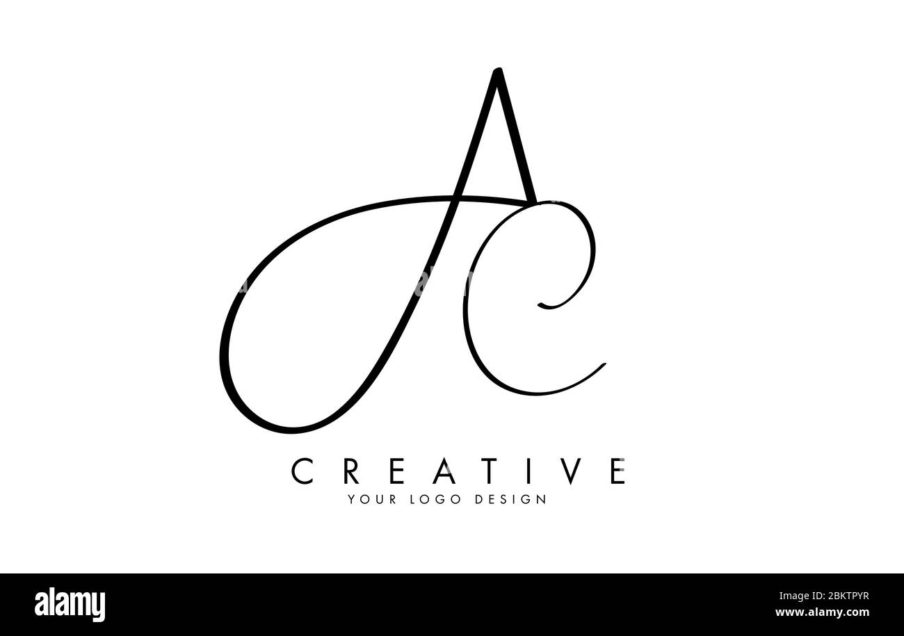 Handwritten AC A C Letters Logo Design Vector Illustration Stock Vector ...