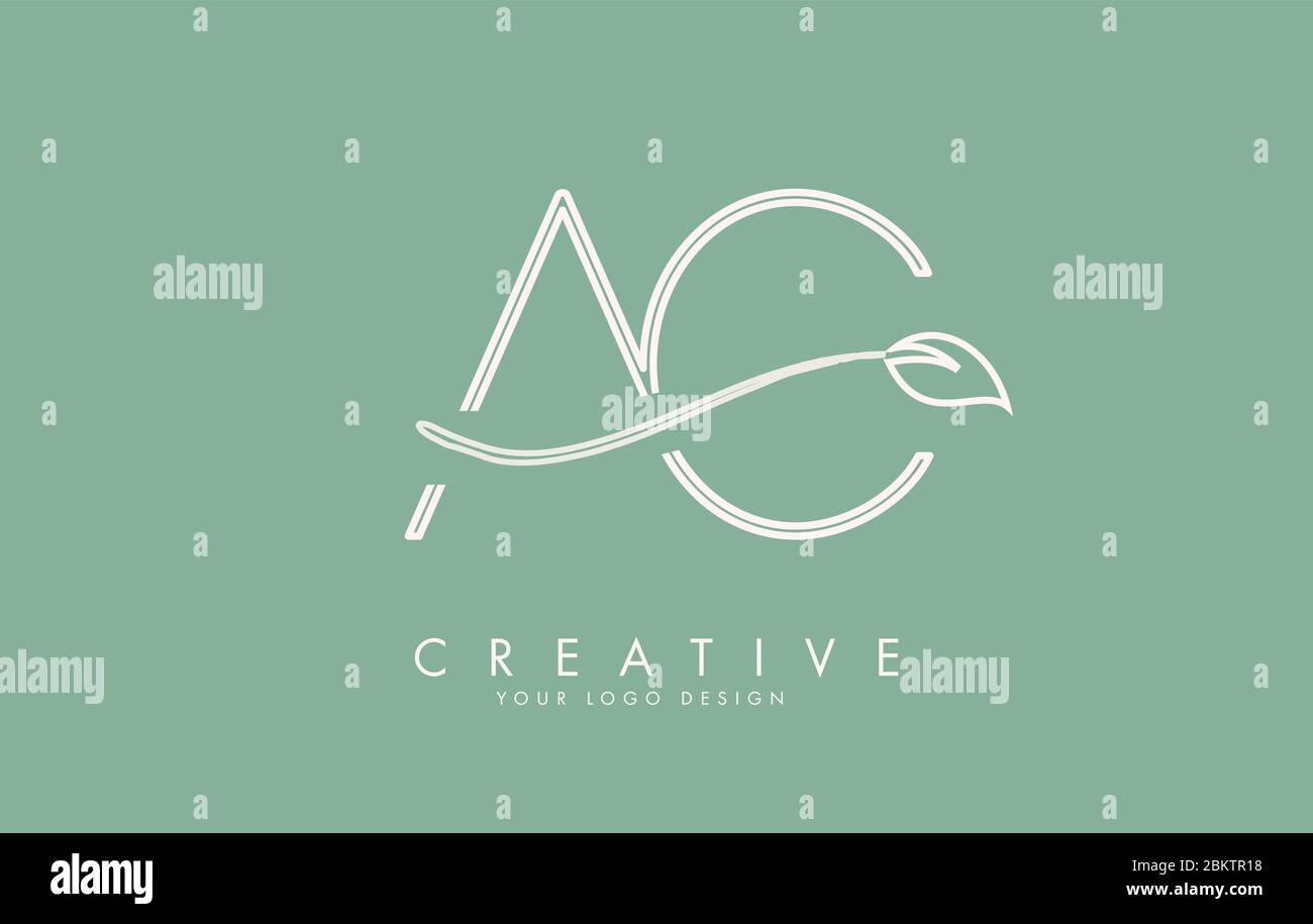 Leaf Cut AC A C Letters and green background for business. Eco Letter ...
