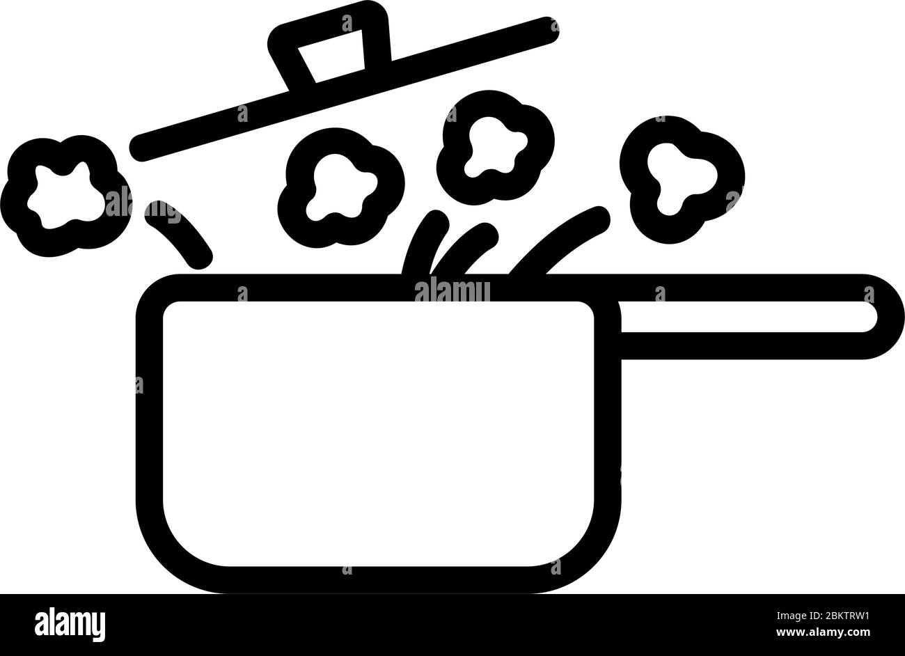 cooking popcorn in pan icon vector outline illustration Stock Vector ...