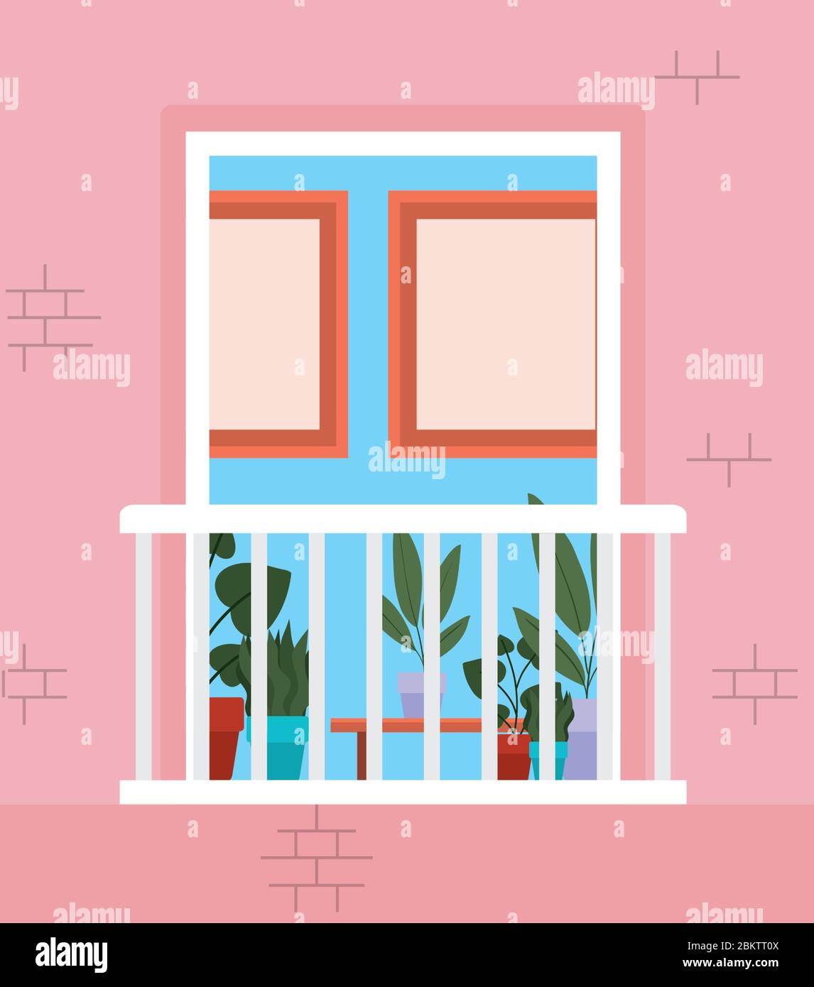 window from outside with view into the pink house vector design Stock ...