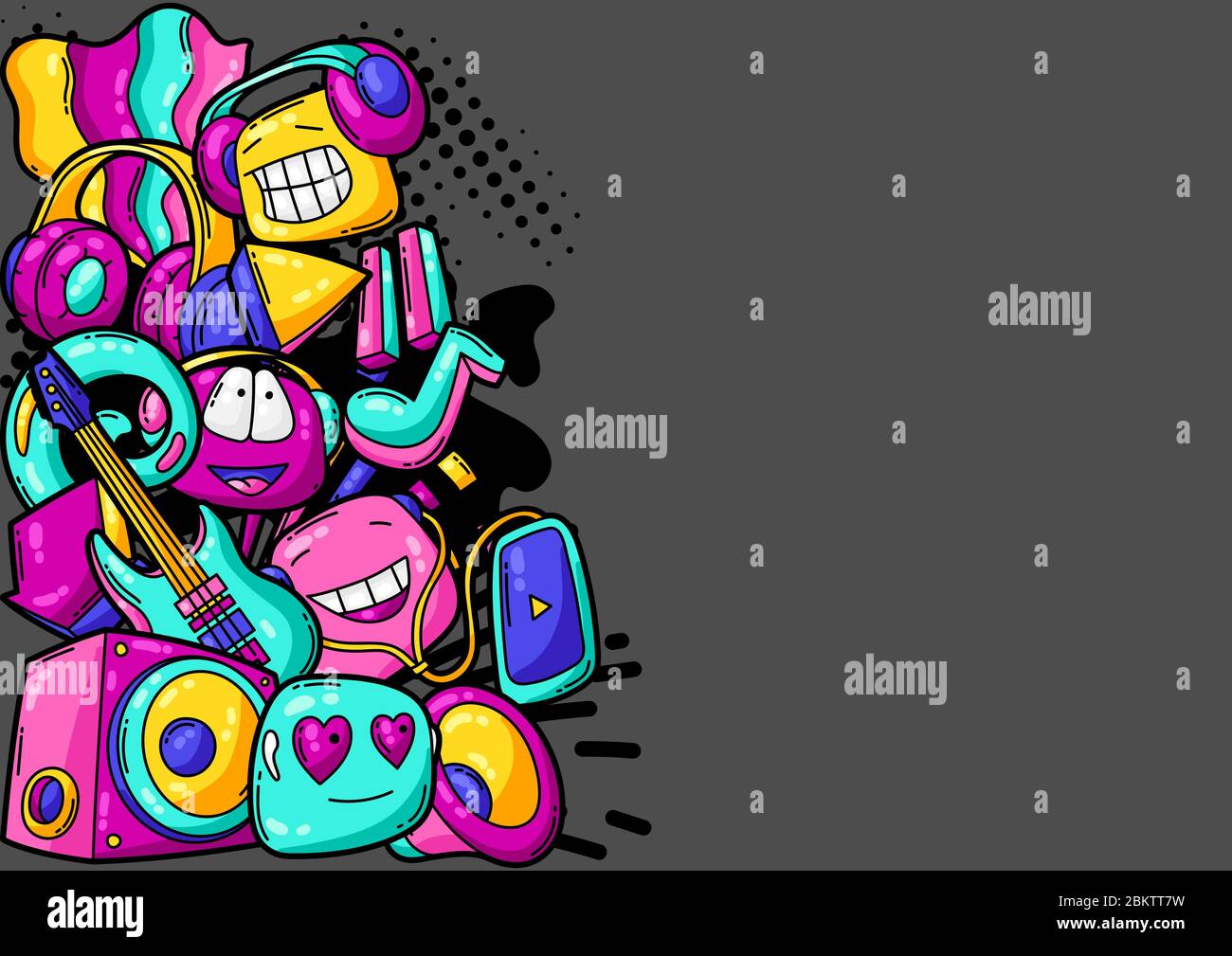 Background with cartoon musical items Stock Vector Image & Art - Alamy