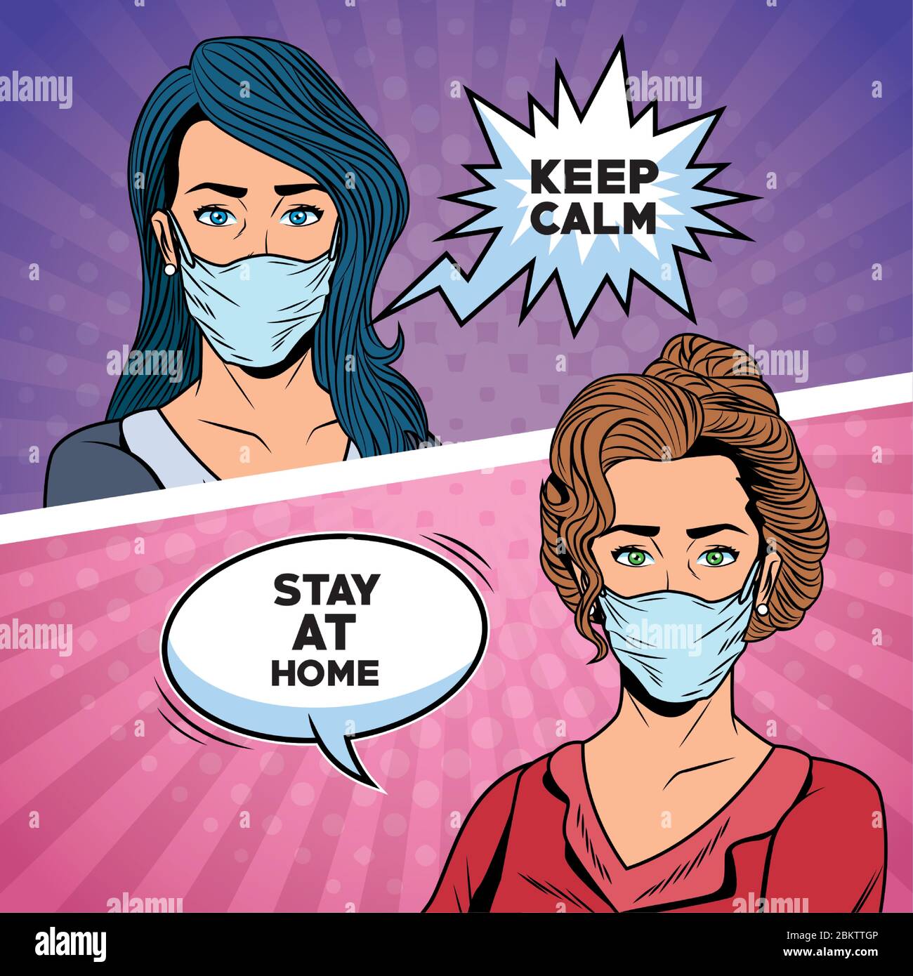 women using face masks for covid19 saying messages Stock Vector Image ...