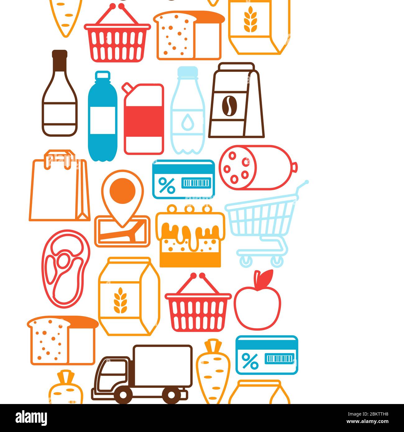 Supermarket seamless pattern with food icons Stock Vector Image & Art ...