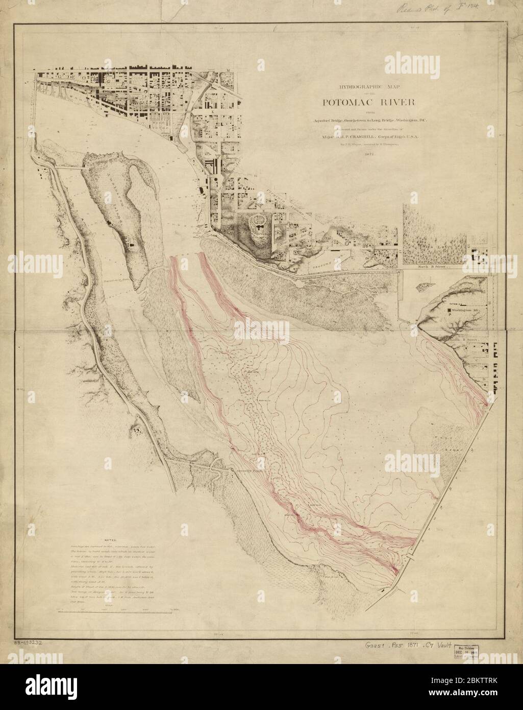 Hydrographic map of the Potomac River from Aqueduct Bridge, Georgetown ...