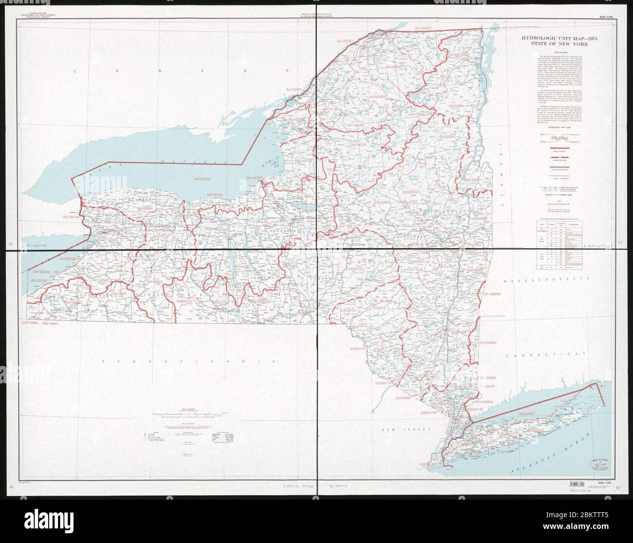 Hydrologic unit map-1974, state of New York Stock Photo - Alamy
